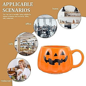 Amosfun Office Decor Pumpkin Ceramics Mug Halloween Coffee Cup Autumn Tea Mug for Family and Friends Thanksgiving Christmas Birthday and Fall Gifts Coffee Mug