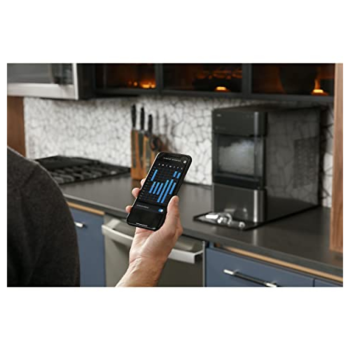 GE Profile Opal 2.0 | Countertop Nugget Ice Maker with Side Tank | Ice Machine with WiFi Connectivity | Smart Home Kitchen Essentials | Black Stainless