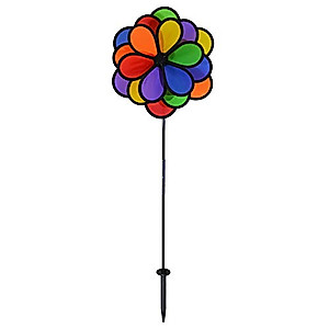 In the Breeze 2685 13.5 Inch Wind Colorful Spinner for Your Yard and Garden, 13.5" Rainbow Triple Flower