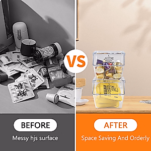 Yomjarl Tea Bag Storage 2 Pack Clear Plastic Tea Display Box Stackable Tea-Bag Holder Organiser Coffee Bar Organiser for Tea Bags,Sugar,Coffee Pods Storage for Kitchen Countertops Cabinets Pantry