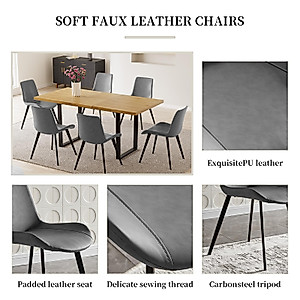 ZckyCine Dining Table Set for 6-8 People Kitchen Dining Room Table Set Extendable Wood Dining Table and 6 Upholstered Chairs, Home Kitchen Furniture