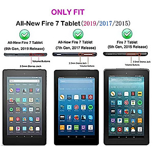 2019 Fire 7 Tablet Case for Kids -SHREBORN Kids Shock Proof Case Cover with Handle and Stand for Amazon Kindle Fire 7 Inch Tablet (Compatible with 9th/7th/5th Generation, 2019/2017/2015 Release)-Rose