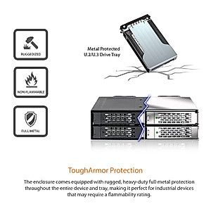 ICY DOCK 4 x 2.5 NVMe U.2/U.3 SSD PCIe 4.0 Mobile Rack for 5.25" Bay with OCuLink | ToughArmor MB699VP-B V3