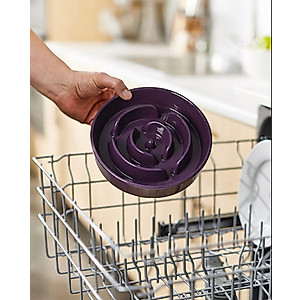 LE TAUCI Slow Feeder Dog Bowls Ceramic, 1.5 Cups Slow Feeding Dog Bowl Small Medium Breed, Puppy Slow Feeder Bow for Fast Eaters, Dog Dishes to Slow Down Eating, Puzzle Dog Food Bowl, Maze Purple