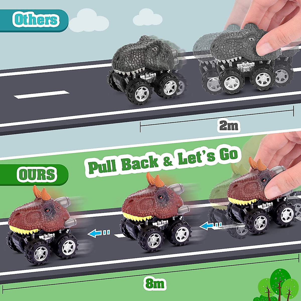 Dinosaur Toys for 3-6 Year Old Boys, Pull Back Dinosaur Cars for Kids 6 Pack Set Pull Back Dinosaur Toys for Age 3-7 Boys Toy Cars Dinosaurs Christmas Birthday Gifts for Boys Age 3-6 Stock Filler