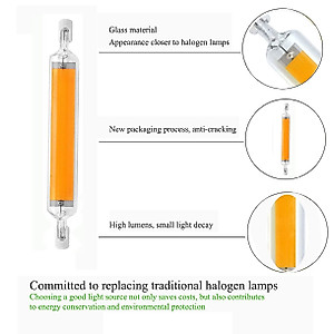 118mm 20W R7S LED Bulb (4 Pack) 200W Halogen Equivalent 118mm J-Type High Brightness 20W 120V R7S Base 3000K Warm White J Type T3 118mm Double Ended Flood Light 360°Beam Angle Landscape L