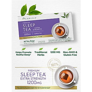 Carlyle Sleep Tea | 60 Tea Bags | Caffeine Free | Herbal Blend | Bedtime Tea | with Valerian Root | Helps Promote Restful Sleep | Vegetarian, Non-GMO, Gluten Free