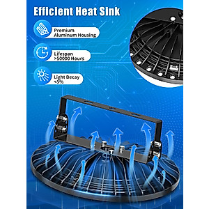 UFO LED High Bay Lights 200W 6 Packs,Super Bright 20000LM High Bay LED Shop Lights,6500K Daylight High Bay LED Lights,Waterproof High Bay Lighting,LED High Bay Light for Factory Warehouse Workshop