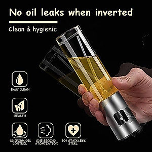Shiadarix Oil Sprayer for Cooking, Olive Oil Sprayer Mister for Air Fryer, 100ml Glass Olive Oil Spray Bottle with Stainless Steel Cap, Oil Spritzer Dispenser for Kitchen Baking Frying (2 Piece Set)