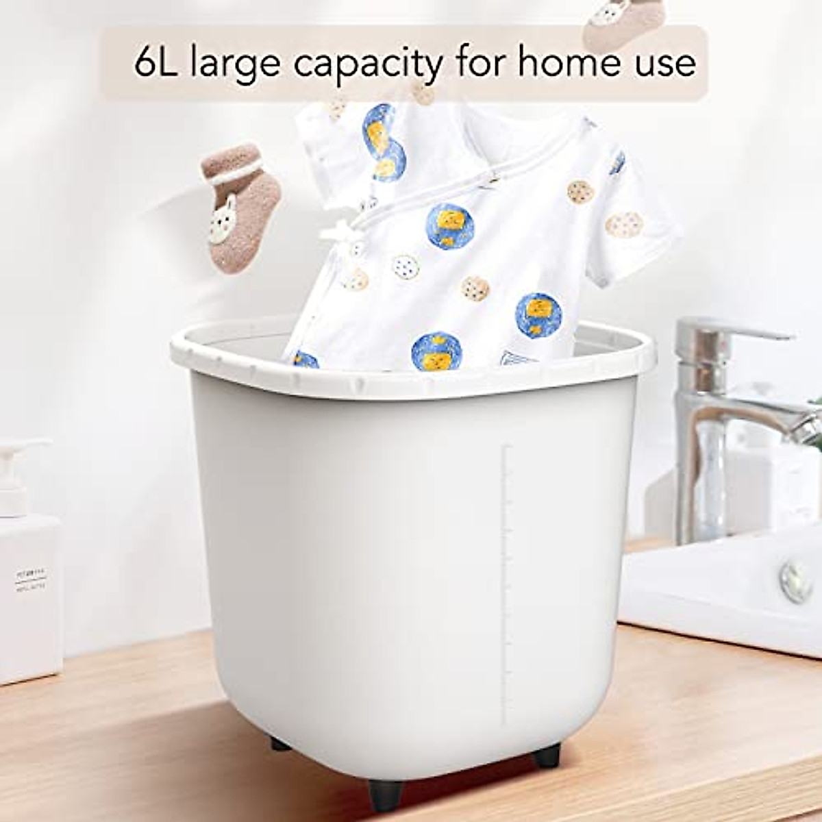 6 Litre Mini Lingerie Washer, Portable Ultrasonic Washing Machine, Mini Underwear Washer Compact Laundry Machine with USB Cord, Automatic Power Off, Suitable for Home Business, Travel, Apartment