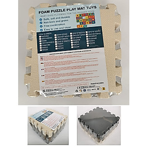 MQIAOHAM playmat Foam Play Tiles Interlocking Play mat Baby Play mats for Kids Floor mats for Children Foam playmats Jigsaw mat Baby Puzzle mat 18 Pieces Children Rug Crawl White Black Grey 101104112