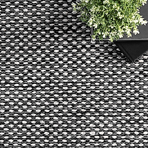 nuLOOM Noura Simple Cotton Flatweave Area Rug, 8x10, Black