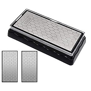 Double-sided Diamond Sharpening Stone,YCAMMIN Knife Sharpener Stone diamond sharpener Honeycomb Surface Plate with Non-slip Base for Scissors Knives Outdoor Kitchen Sharpen Tools (600/1200 Grit)