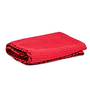 Chemical Guys MIC707 Waffle Weave Glass and Window Microfiber Towel, Red (24" x 16")