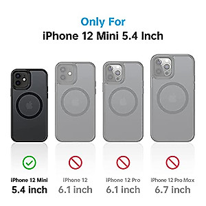 Meifigno Magnetic Case Designed for iPhone 12 Mini Case,[ Military Grade Protection & Compatible with MagSafe] Translucent Matte Back with Soft Silicone Edge, for iPhone 12 Mini 5.4 Inch(Black)