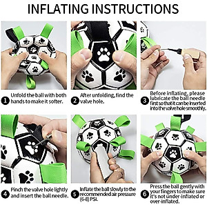 QDAN Dog Toys Soccer Ball with Straps, Puppy Birthday Gifts, Interactive for Tug of War, Durable Balls for Small & Medium Dogs（6 Inch）