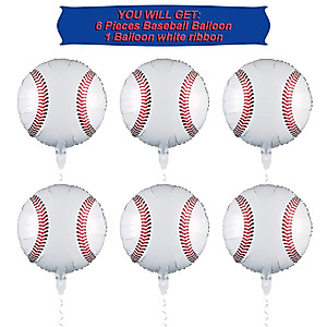 6 Pack 18 Inches Baseball Balloons Baseball Party Decorations Foil Balloons for Baseball Themed Party Supplies Summer Birthday Sports Party Favors Baby Shower Decoration