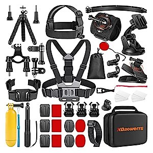 XDaowerrs Upgraded 50 in 1 Action Camera Accessories Kit for GoPro Hero11 10 9 8 7 6 5 4/GoPro Max/GoPro Fusion, Insta360, DJI Osmo Action1/2,Xiaomi Yi, APEMAN, AKASO Campark Action Camera and More