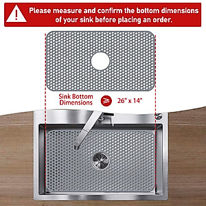 Bestjing Silicone Sink Mat, Sink Protectors for Kitchen Sink with Center Drain, 26'' x 14'' Kitchen Sink Accessory, Non-Slip Heat Resistant Sink Mats for Bottom of Farmhouse Stainless Steel Sink