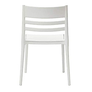 Amazon Basics White, Armless Slot-Back Dining Chair-Set of 2, Premium Plastic