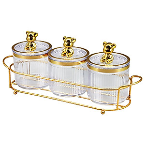 jinsongdafa Metal tray Snack candies tank with cover,3 Removable Snack candies tank tray, For Food Dispenser, Biscuit jar, Airtight jar, Snack, Jewelry Storage, candies, and Condiments White