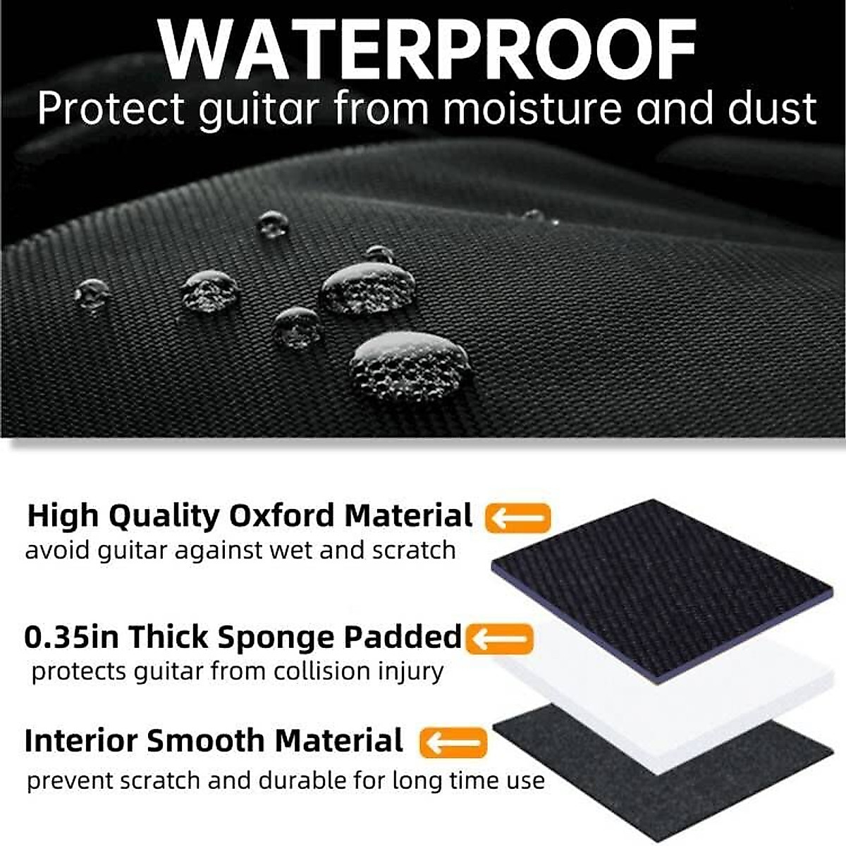 GIGKOUKI Bass Guitar Bag Gig Bag 0.35 inch Backpack Padded Soft Case Padding Black Electric Bass Case with Back Hanger Loop and Neck Strap