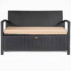 Barton Deck Box w/Thick Seat Cushion Outdoor Patio Storage Bench Shed Cabinet Container Furniture Pools Yard Tools Porch Backyard