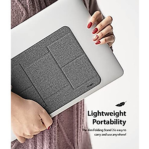 Ringke Folding Stand 2, Portable & Foldable Design Lightweight Anti-Slide Open Space Cooling Two Elevation Adjustments Invisible Laptop Stand for MacBooks, Tablets, Laptops and Notebooks - Gray