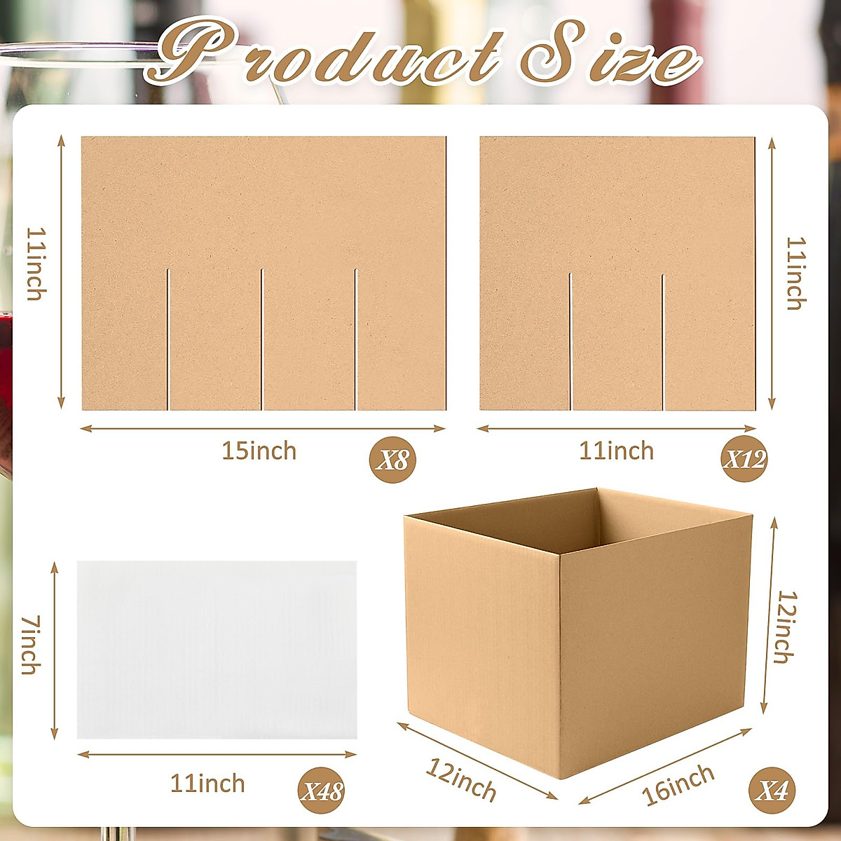 Leinuosen Moving Boxes Packing 16 x 12 x 12 Inch Divider Kits Included 10 Corrugate Dividers with 24 Foam Pouches for Shipping, Kitchen Moving Box Kit Dish Packing(4 Pack)