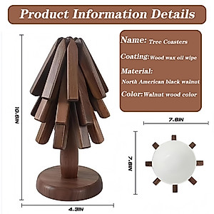 Tree Coasters, Wooden Trivet for Hot Dishes, 3-Piece Trivet Tree Set Coaster, Heat Resistant Wood Tree Shaped Trivet Mats, for Hot Pots and Pans Heat Resistant Pads for Kitchen Counter (Walnut)