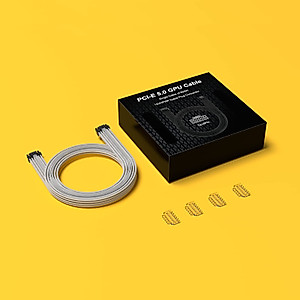 Sirlyr 16Pin GPU Cable,Pcie 5.0 12VHPWR Sleeved Modular Cables,Male to Male PSU Cable,Mini 12+4 pin Adapter 600W ATX 3.0 Power Supply for RTX 3090TI and 4090 Graphic Card with Combs(White)