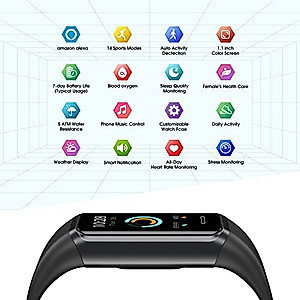 LIVIKEY Activity Fitness Tracker with Alexa Built-in, Heart Rate, Blood Oxygen, Sleep Monitor, Fitness Watch with Pedometer, IP68 Swimming Waterproof, Smart Watch with Step Tracker for Women Men