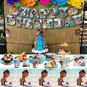 Cartoon Birthday Party Supplies Baby Birthday Party Decorations Includes Banner Tablecloth Cups Plates Napkins for Cartoon Birthday Baby Shower Decor Blue