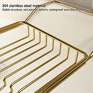 Bathtub Caddy Tray, Extendable Stainless Steel Bath Tub Tray Racks with Marble Chopping Board, Shower Organizer for Hotel Spa Shower Stall (Color : Silver+White)