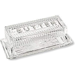Bezrat Glass Butter Dish with Lid | Classic 2-Piece Design Butter Keeper | Covers and Holds a Standard Stick of Butter | Dishwasher Safe