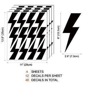SHYJSHYJ Large Black Vinyl Lighting Bolt Wall Decals, Peel and Stick Modern Thunder Stickers for Teens Boys Girls Students Bedroom Living Room Dorm Office Home Wall Art Decor