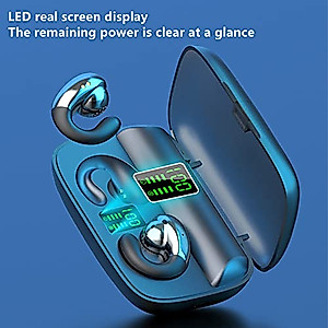 HIJUNE Wireless Ear Clip Bone Conduction Headphones, Open Ear Mini Bone Conduction Headphones for Running Sports (Red)