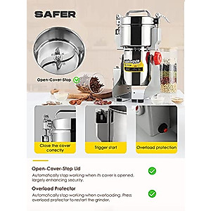 CGOLDENWALL 700g Electric Grain Grinder Mill Safety Upgraded 2400W High-speed Spice Herb Grinder Commercial Superfine Grinding Machine Dry Cereals Pulverizer CE 110V (700g Swing Type)
