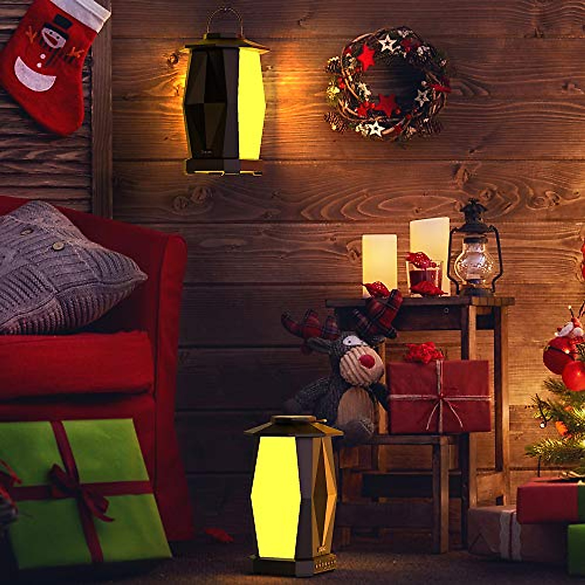 Onforu Outdoor Bluetooth Speakers Waterproof, True Wireless Stereo Lantern Speaker with RGB LED Lights, 2 Pack 50W Led Flame Speaker, Dual Pairing, 20H Playtime, Enhanced Bass for Patio Garden Decor