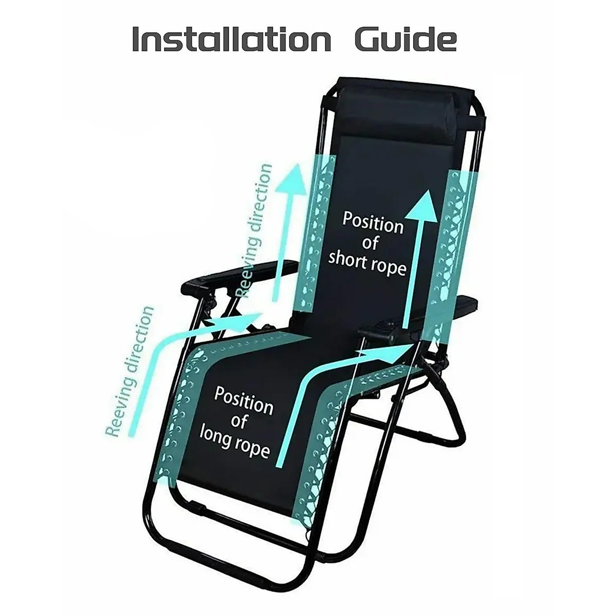 YHANDY Zero Gravity Chair Replacement Cord, Universal Replacement Laces Elastic Repair Kit for Lounge Chair,Outdoor Recliners, Anti Gravity Chair and Bungee Chairs