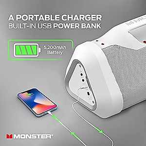 Monster Blaster 3.0 Portable Speaker, 120W Wireless Bluetooth Speaker, IPX5 Rechargeable Waterproof Bluetooth Speaker with USB Charge Out & Aux Input
