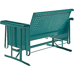Crosley Furniture CO1024-TU Bates Retro Metal Outdoor Loveseat Glider, Turquoise Gloss