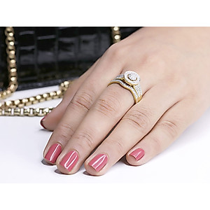 Dazzlingrock Collection 0.50 Carat (ctw) 18k Yellow Gold Plated Sterling Silver White Diamond Round Women Engagement Ring Set 1/2 CT, Size 7