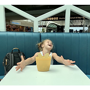 Amalka + Albert Reusable Snack Bag Set for Kids. Food Grade Silicone Container with Strong Seal that is Eco-Friendly and Non-Toxic. Great for Travel or School. (Yellow and Green Set)