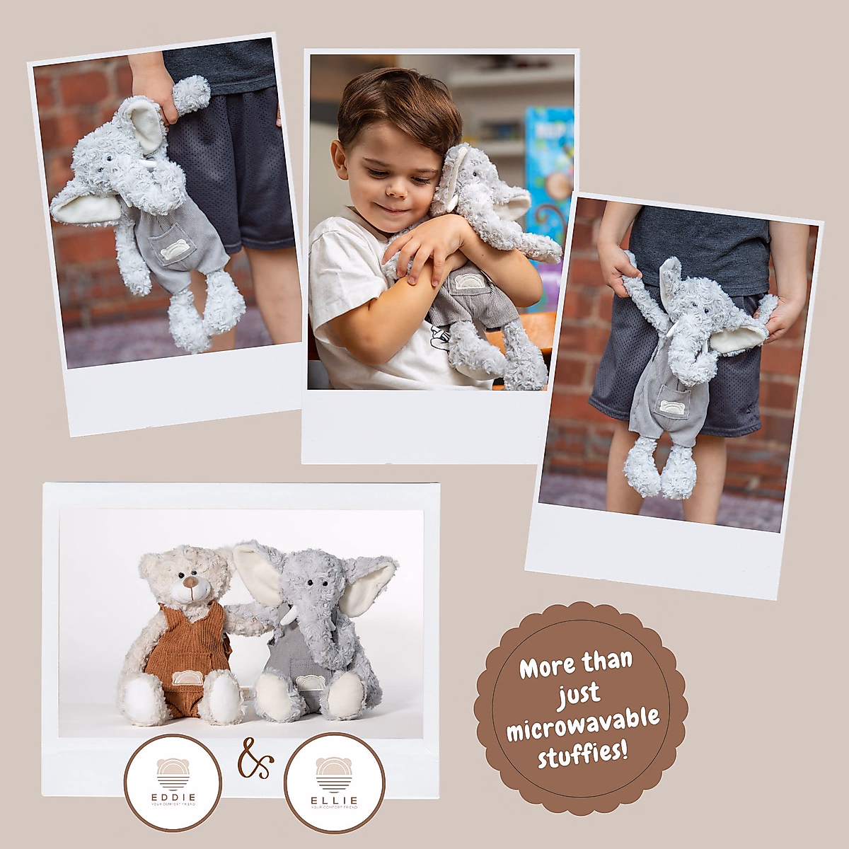 “Ellie” Microwavable Stuffed Animal – Stuffed Animal Heating Pad - Heatable, Coolable, Washable Stuffed Animals