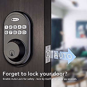 OrangeLion Keyless Entry Deadbolt Lock, Electronic Keypad Door Lock, Auto Lock, 1 Touch Locking, 20 User Codes, Easy to Install, Oil Rubbed Bronze