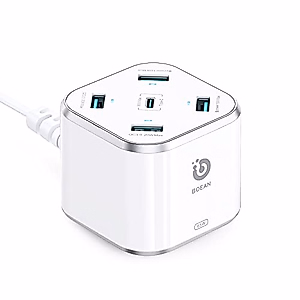 USB Charging Station Boean PD 65W 5-Port Desktop USB C Wall Charger Fast Wall Charger for MacBook Pro/Air iPad Pro iPhone 13/13 Mini/13 Pro/13 Pro Max/12, Nintendo Switch, Dell XPS 13, Galaxy and More