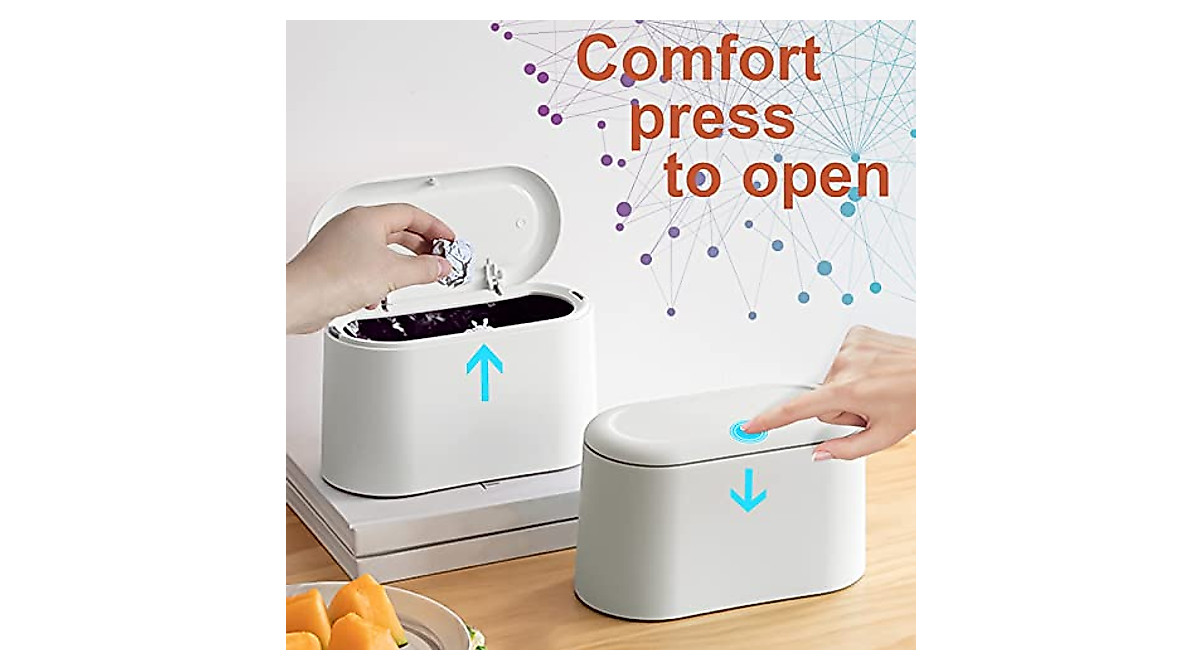 Compact Mini Desk Trash Can with Lid & Bags
