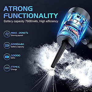 JIAN BOLAND Compressed air Duster - no Canned air Duster - Good Replacement for Compressed Air Can - Electric air Duster 4-Gears 51000 RPM - 6000mAh Reusable - LED Display