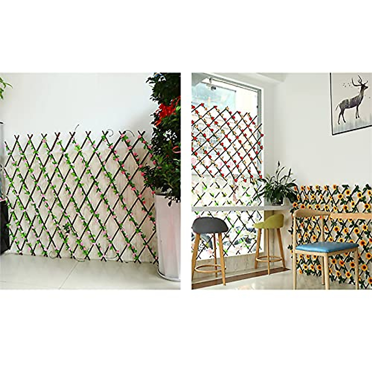 SMLJFO Artificial Sunflower Privacy Fence Screen Plant Vine Hanging Garland Ivy Leaf Stretchable Fence for Home Garden Porch Patio Home Decor/Yellow 15.7in